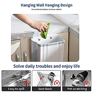 Rash Can Compost Bin 2.4 Gallon Small Hanging Kitchen Trash Can for Cabinet Door, Counter Top or Under Sink,Mountable Foldable Garbage Can Suitable for Bathroom,Living Room,Bedroom,Kitchen,Office,Car