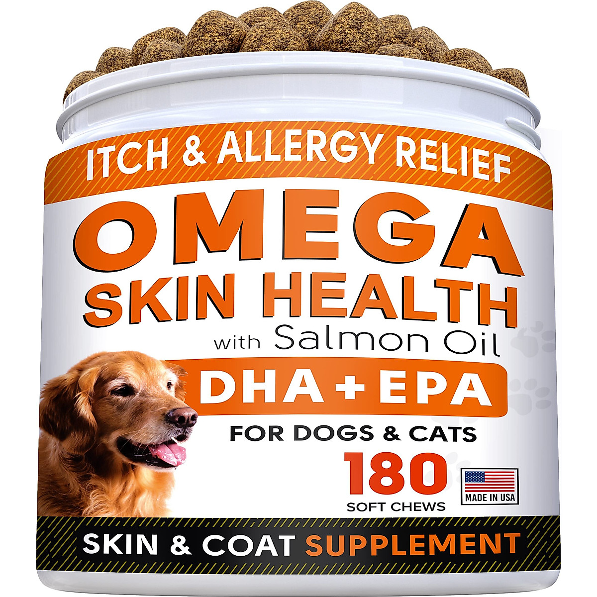 Fish Oil Omega 3 + Pumpkin for Dogs Bundle - Allergy and Itch Relief + Upset Stomach - Omega 6 9 - EPA & DHA + Pure Pumpkin Powder - Skin and Coat Supplement + Digestion - 180ct + 8.1oz - Made in USA