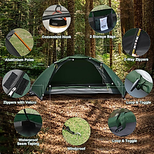 camppal 1 Person Tent for Camping Hiking Mountain Hunting Backpacking Tents 4 Season Resistance to Windproof Rainproof and Waterproof