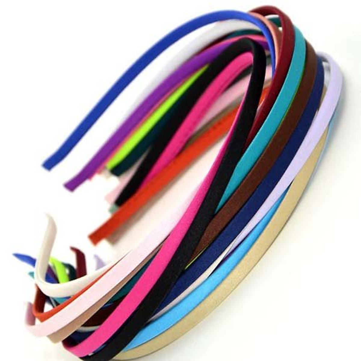 Carykon 20 PCS Women DIY Satin Fabric Covered Ribbon Headbands 5mm Width, Mixed Color.