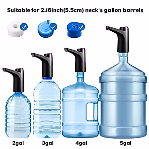 Enutogo Water Bottle Pump 5 Gallon Water Dispenser, Water Pump for 5 Gallon Jug USB Charging, Automatic Drinking Water Dispenser Pump, Portable Electric Water Dispenser for 2-5 Gallon Bottle, Black