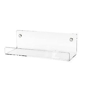 pbf PHOTO BOOTH FRAMES Acrylic Floating Bookshelf Clear Bathroom Wall Floating Shelves Invisible Wall Bookshelves Ledge Book Shelf with Gold and Silver Hardware (2)