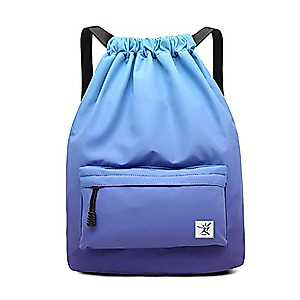 Risefit Waterproof Drawstring Bag, Drawstring Backpack, Gym Bag Sackpack Sports Backpack for Women (Gradient blue)