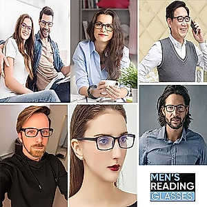 Voitead HD reading glasses men anti-blue light anti-fatigue fashion middle-aged and elderly glasses (2 Grey 1 Black, 2, multiplier_x)