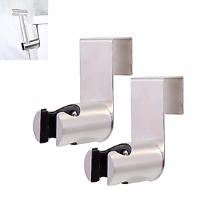FOLINUS 2 Pieces Stainless Steel Bidet Sprayer Holder, Handheld Bidet Sprayer Hanger Hook for Toilet Tank Brushed Nickel