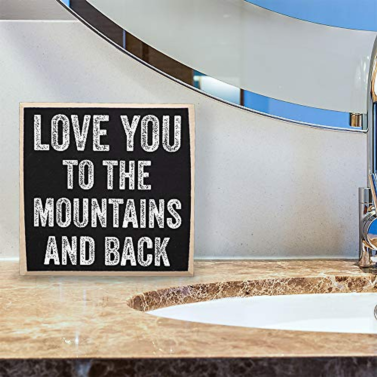 Love You to The Mountains - Small Wall Decor Wooden Sign - Rustic Wooden Sign - Farmhouse Home Decor - Great Must Haves Couples Bedroom Decor, Romantic Quotes, Love Signs for Home Decor, Gifts for Her