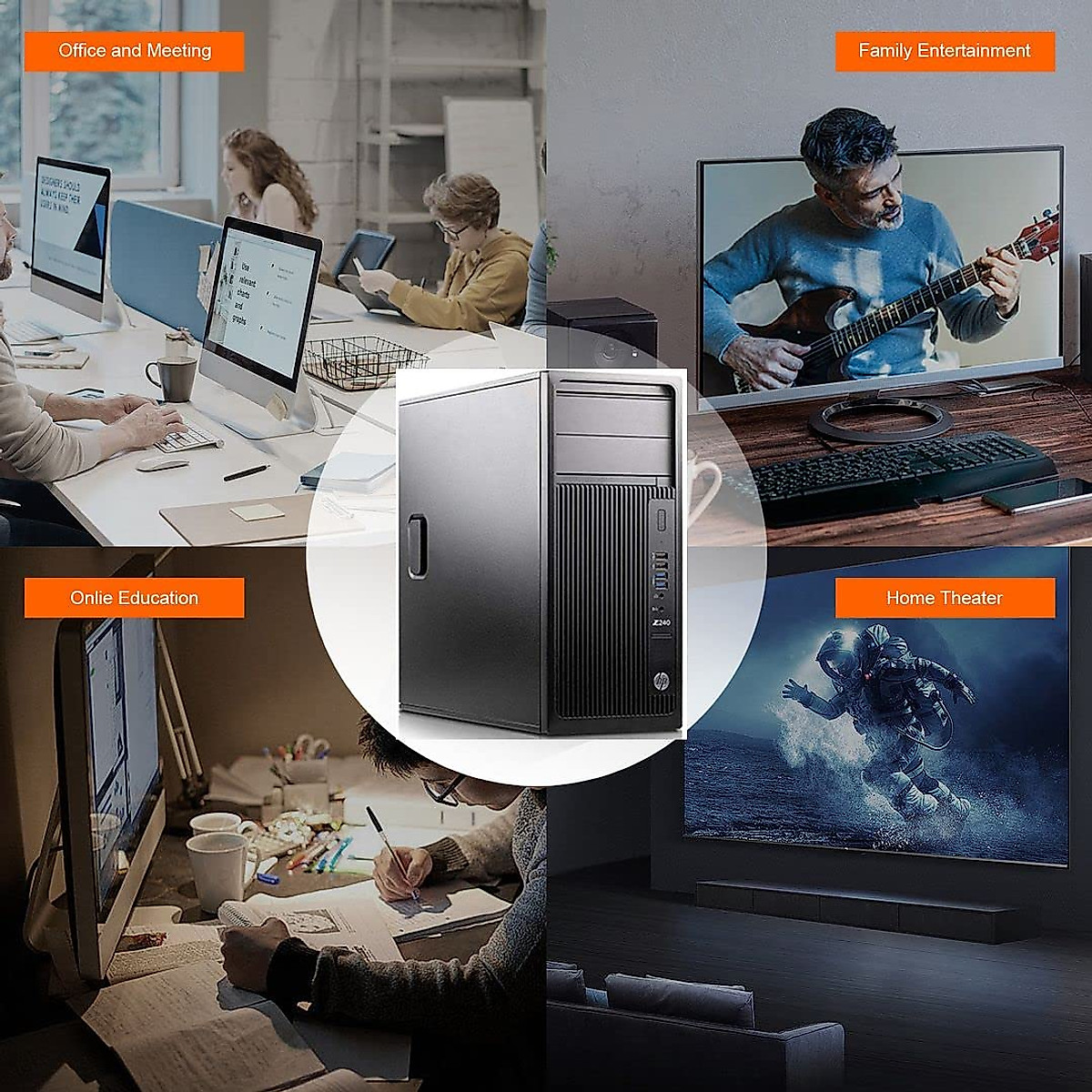 HP Tower Computers PC Workstation Z240,i5 Desktop,32GB Ram,1TB SSD + 2TB HDD,AX210 Built-in WiFi 6E,Windows 10,HDMI,DVI,DP,DVD,NVIDIA GT 1030 2GB,Wireless K&M +TJJ PAD (Renewed)