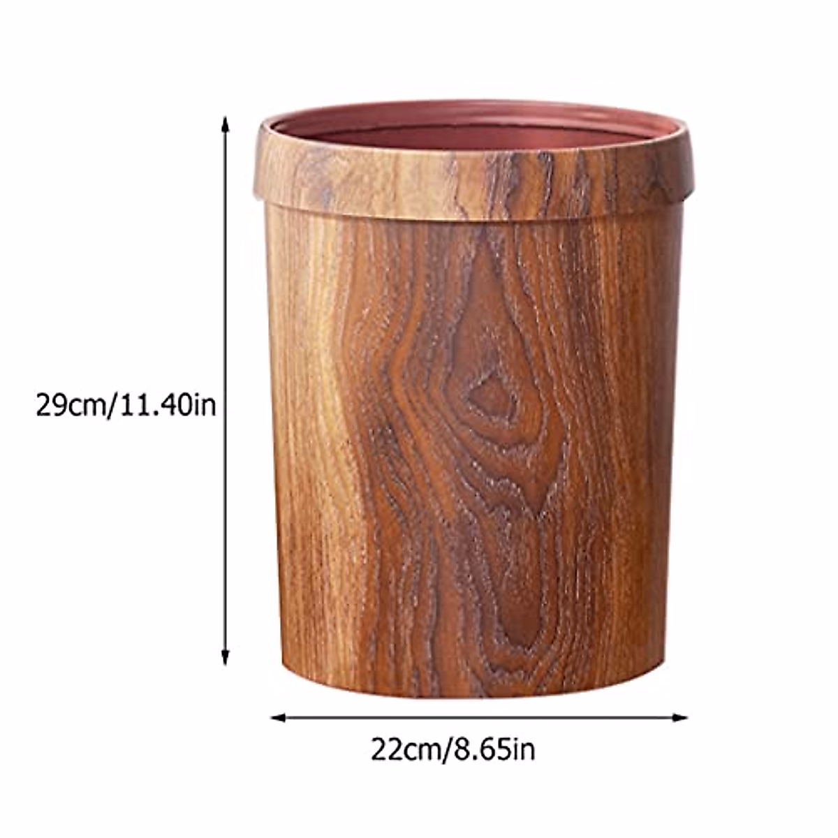 DOITOOL Round Waste Bin Office Trash Cans Small Trash Can Wood Round Wastebasket Garbage Bin Trash Pail Container for Home Bathroom Kitchen Office Small Waste Basket Plastic Wastebasket