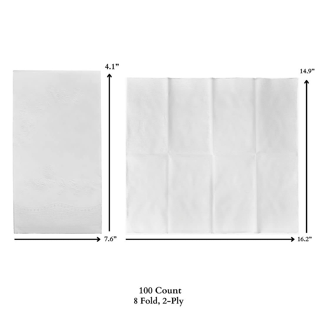 Kingzak White Dinner 16.5"X15" | Eight Fold | 2-Ply | Pack of 200 Napkin, 200 Count