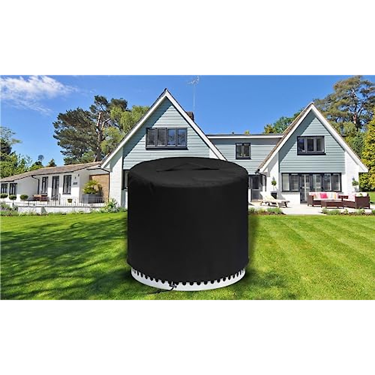 MAVINCHER Fire Pit Cover for Solo Stove Bonfire 2.0, Waterproof Outdoor Firepits Cover for Propane Fire Pits, 600D Heavy Duty Patio Round Fire Pit Cover for Gas Fire Bowl Fits, Black, 20" D x 14.5" H