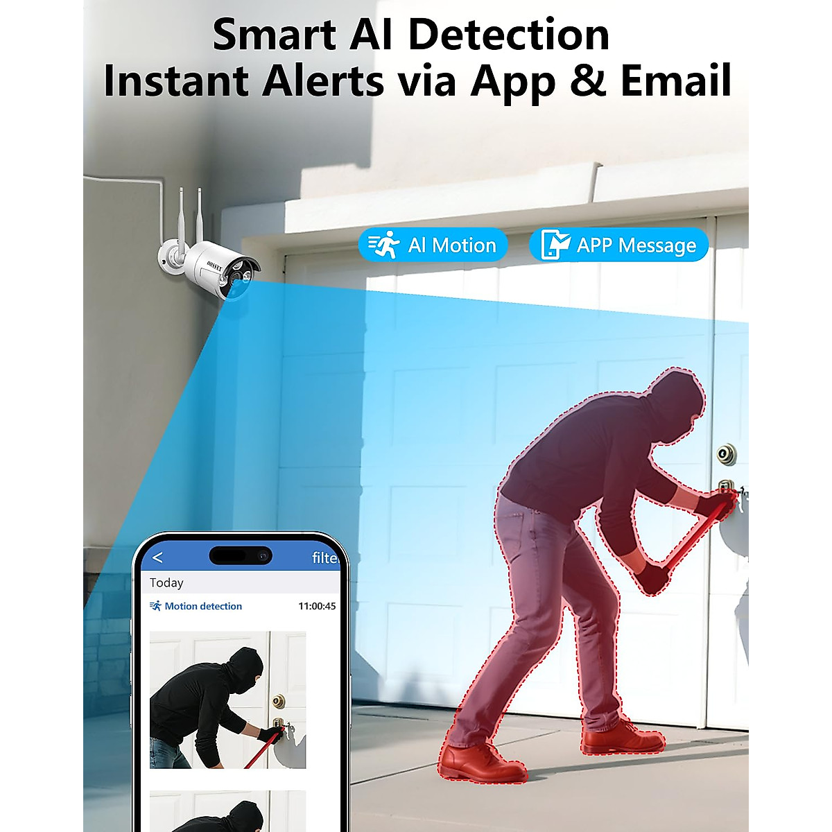 {Dual Antennas for WiFi Enhanced & 60 Days Storage} AI Human Detected 2K 3.0MP Wireless Security Camera System,OOSSXX 8 Channel NVR HD Outdoor Home Surveillance WiFi Cameras Systems with 4TB HDD