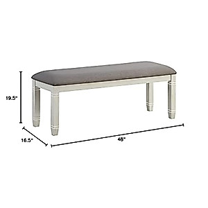 Lexicon Cailloux 48" Dining Bench, Antique White