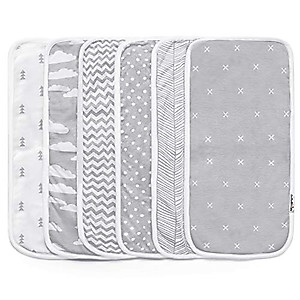 BaeBae Goods Burp Cloths for Baby Boy & Girl - Ultra Absorbent Burping Rags - Anti Shrink Unisex Burpy Clothes - Super Soft Jersey Cotton, Large 21"x10" - Thick for Newborn Cloth Diapers - 6 Pack