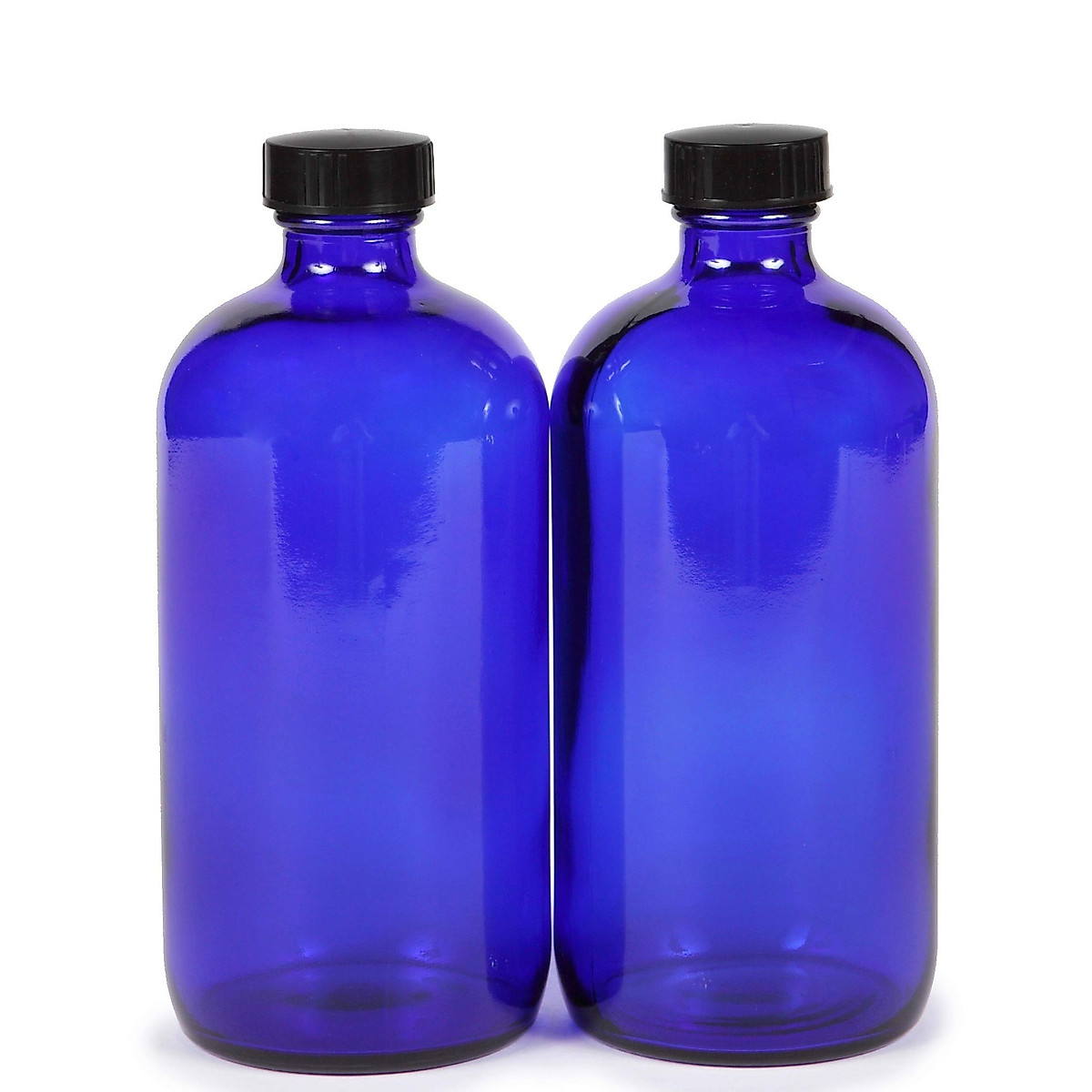 Vivaplex, 2, Large, 16 oz, Empty, Cobalt Blue Glass Spray Bottles with Black Trigger Sprayers and Lids