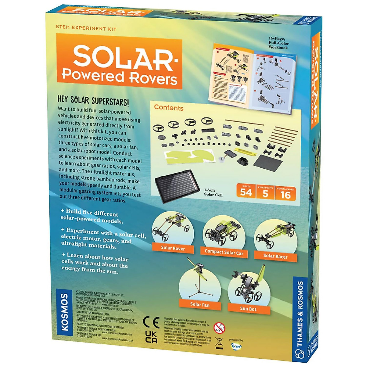 Thames & Kosmos Solar-Powered Rovers STEM Experiment Kit | Build 5 Vehicles & Devices Powered by The Sun | Solar Energy Actvities for Ages 8+
