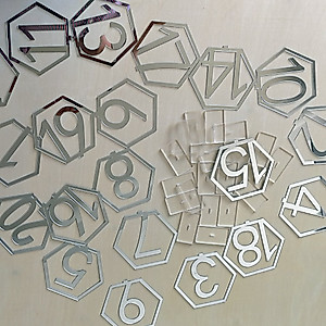Fashionclubs Table Numbers, 1-20 Wedding Acrylic Table Numbers with Holder Base Party Card Table Holder,Hexagon Shape,Perfect for Wedding Reception and Decoration (Silver)