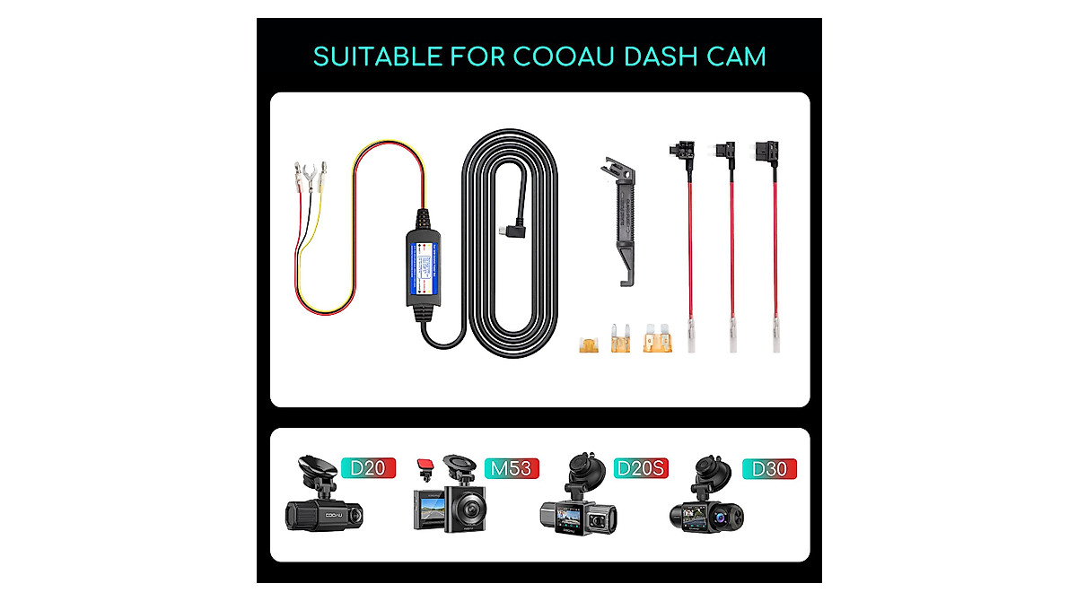 Dash Cam Hardwire Kit Cable 13ft for Car 24H Parking Monitoring