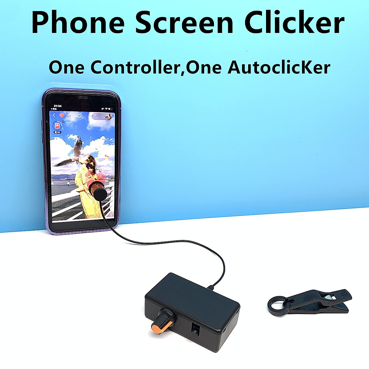 QIDAI Auto Clicker for Phone iPad, Screen Device Auto Clicker, Suitable for Games, Live Broadcasts, Reward Tasks, Adjustable Auto Clicker Simulated Finger Clicking.（1 Second Fastest 25 Times）