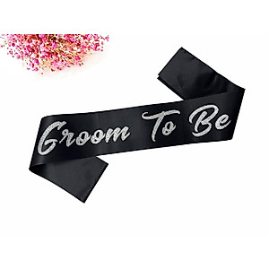 Ashaqshnglee Groom to Be Sash, Groom Sash Bachelor Party Funny Accessory for Future Groom Wedding Gift Idea from Bride to Be Black Silver