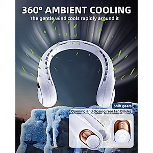 Neck Fan, Personal Fan with LED Display, USB-C Rechargeable, 5200mAh-Battery, 3-Speed Adjustment & Whisper-Quiet Operation, Perfect for Home, Travel, Sports