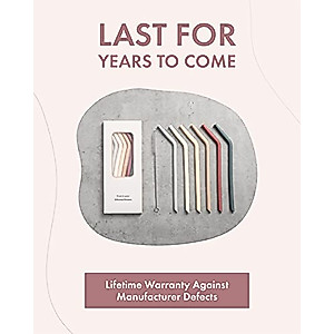 Silicone Straw - Flexible & Reusable Drinking Straws with Cleaning Brush for Toddlers & Kids - With Bendable Tips – Soft, Food-Safe Material, No BPA - Dishwasher Safe - Set of 6 - Oak