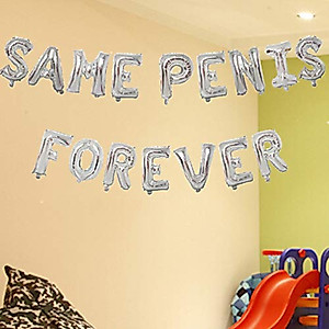 TOYANDONA Bachelorette Party Banner, Bachelor Party Balloons- Same Forever Banner, Bridal Shower Supplies Bride to be Decoration- Silver