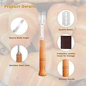 Generic Bread Lame with 5 Replacement Blades,Hand Crafted Bread Lame Dough Scoring Tool,Sourdough Bread Baking Supplies,Bread Knife for Homemade Bread, 10 Centimeters