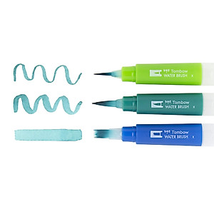 Tombow 56253 Water Brush, 3-Pack. Easily Blend Water-Based Markers, Watercolor Paint, and More with 3 Flexible Brush Tips