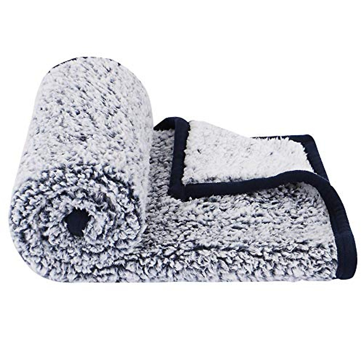 EMME Fleece Baby Blanket for Boys Plush Soft Sherpa Baby Blanket Cozy Toddler Blanket Kids Sleeping Blanket Nap Blanket Fuzzy Blanket for Crib, Stroller, Travel, Outdoor, Decorative (Navy, 30"x40")