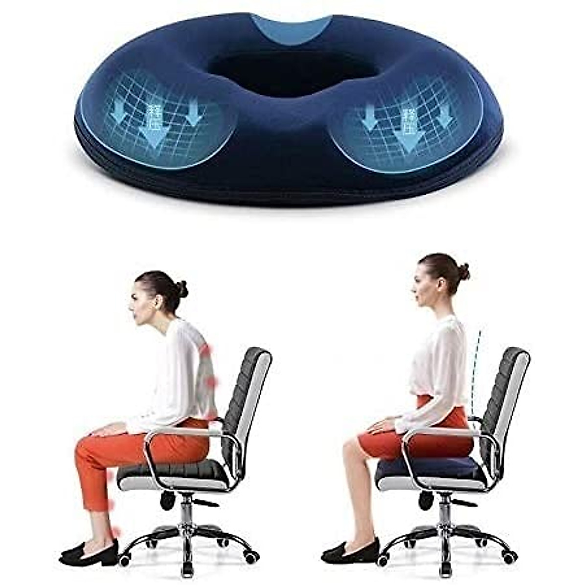 Odekai Seat Cushion for Office Chair, Ergonomic Memory Foam Coccyx Cushion,Hemorrhoid Tailbone Cushion with Washable Cover, for Home Office Chair Pad, Car Seat