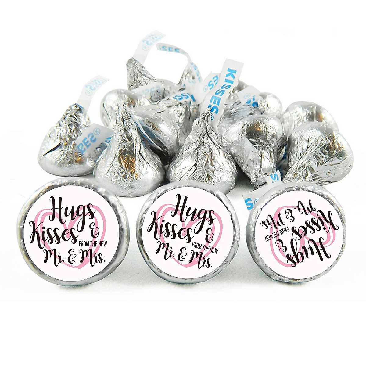 180 Chocolate Drop Labels Stickers-Hugs Kisses from The New Mr. & Mrs. Wedding Stickers for Weddings, Bridal Shower Engagement Party, Wedding Party Favors Decor.