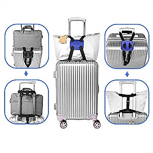 Luggage Straps Bag Bungee for Luggage， High Elastic Suitcase Adjustable Belt Bag Bungees with Buckles (Black/Blue)
