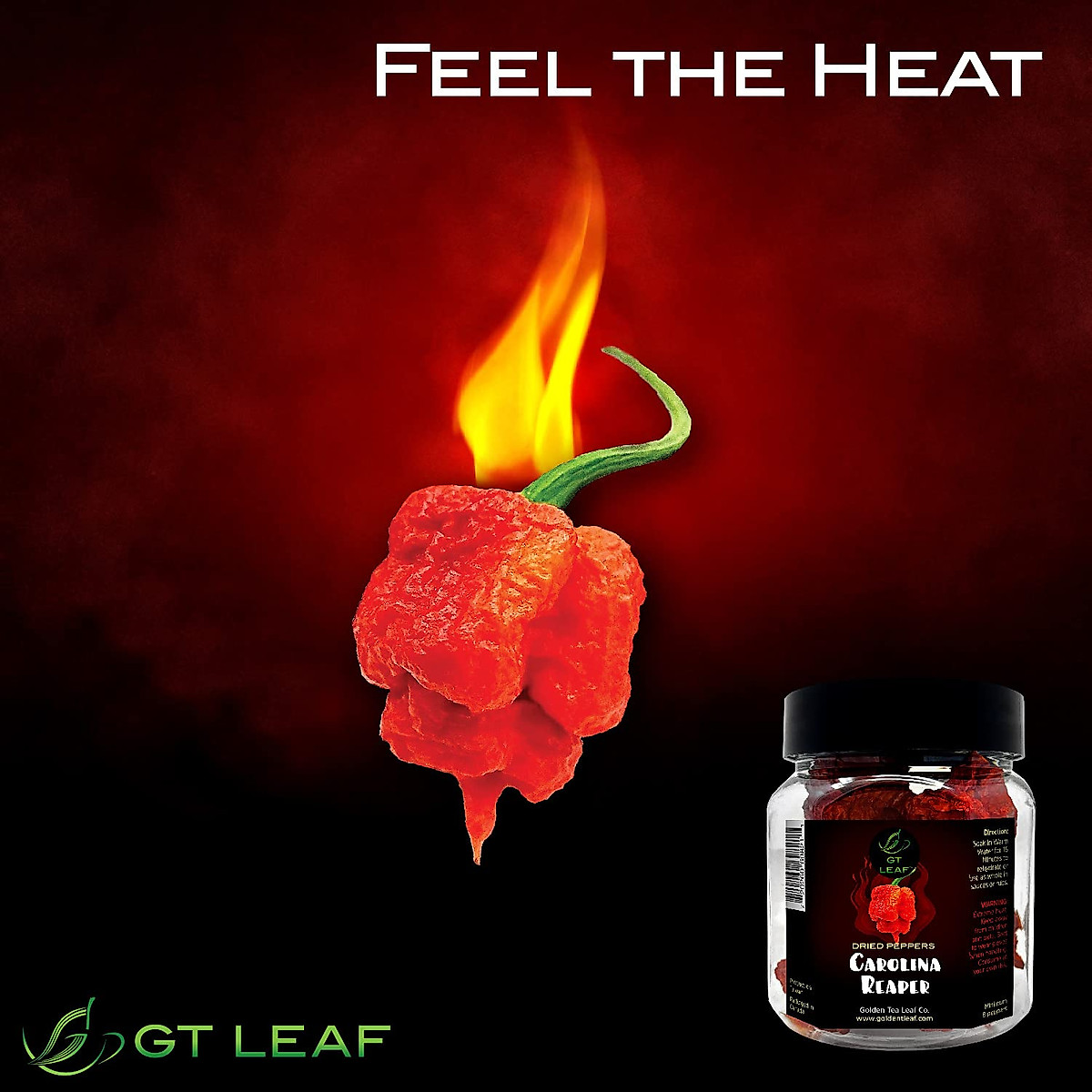 G GT LEAF Carolina Reaper Chili Pepper, Whole Dried (8 Minimum, plus Bonus Peppers)