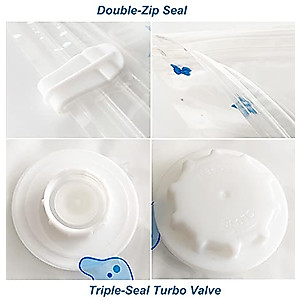 Vacuum Storage Bags Space Saving Bags for Comforters Clothes Pillow Bedding Blanket Storage, Free Travel Hand Pump Included, Double Zip Lock Seal & Leak Valve (4 Pack Medium - 28 * 20 inches)