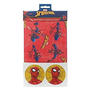 UK Greetings Marvel Spider-Man Gift Wrap Pack Contains 2 Sheets & Tags Wrapping Paper