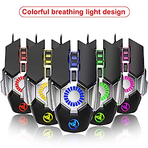 Gojiny Programmable Gaming Mouse, Wired Gaming Mouse 6400DPI Macro Programming Mouse for PC Laptop Desktop