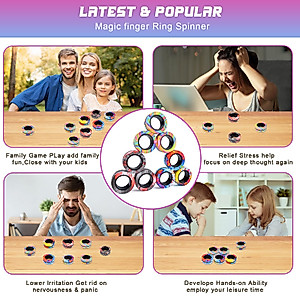 9Pcs Magnetic Rings Fidget Toy Set, ADHD Anxiety Magnetic Fidget Toys Adults Fidget Spinner Rings for Relief, Gifts for 8+ Year Old Teen Boy Girl
