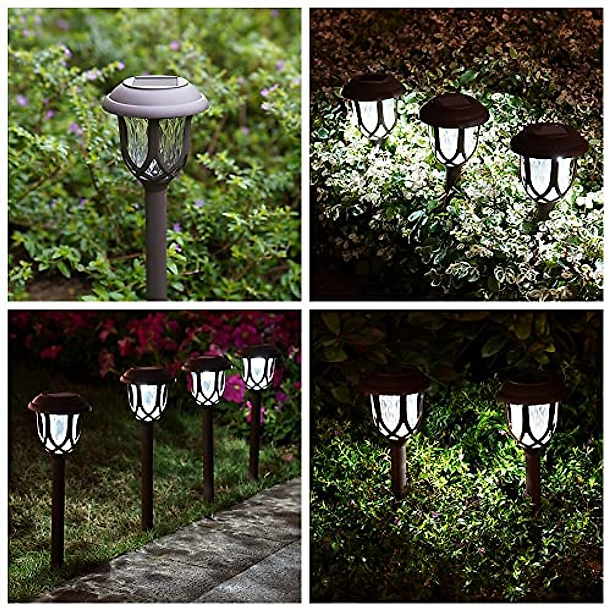 EXCMARK 10 Pack Solar Lights Outdoor Decorative, Solar Pathway Lights Outdoor, Solar Powered Garden Yard Lights for Walkway Sidewalk Driveway.