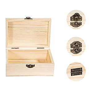 Unfinished Wood Box, Dedoot 4 Pack 5.9x2.93x2.55 Inches Small Wood Craft Box with Locking Clasp Rectangle Wood Gift Box Organizer for Jewelry Artist Tool and Brush Storage Box