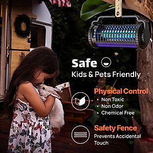 Solar Bug Zapper Outdoor Indoor, 4800V Effective Mosquito Zapper, Cordless IP66 Waterproof Fly Traps, Fly Zapper,Patio and Camping,Garden,Backyard Essentials