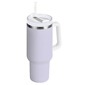 MCHIVER Lavender Fog 30 oz Tumbler with Handle and Straw Stainless Steel Vacuum Water Bottle Leak-proof Travel Coffee Mug Insulated Cup for Home Car Office
