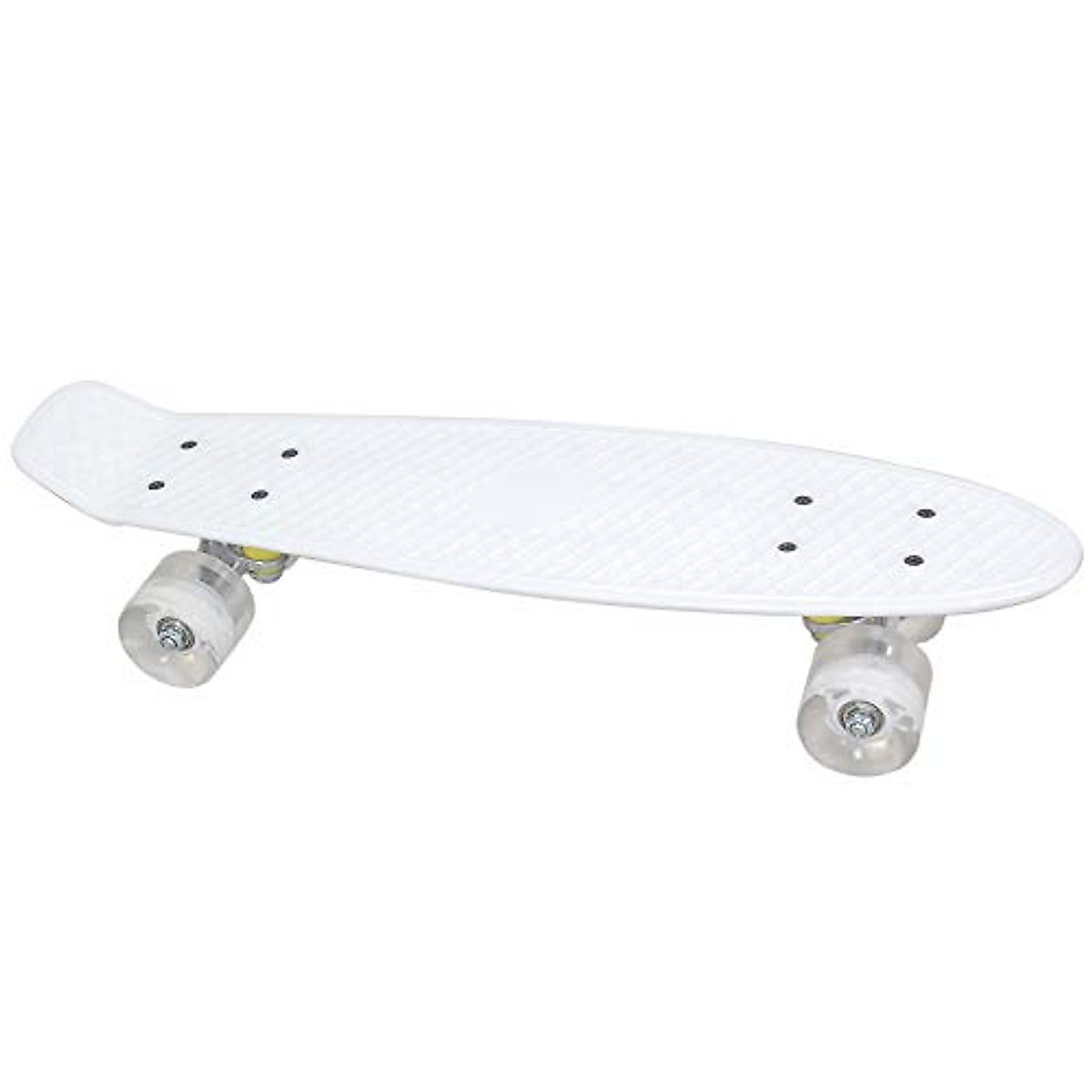 ANNEE 22 Inch Skateboard Complete Mini Cruiser Retro Skateboard with Colorful Light up Wheels for Kids Boys Youths Teens Adults (White, 22 Inch)