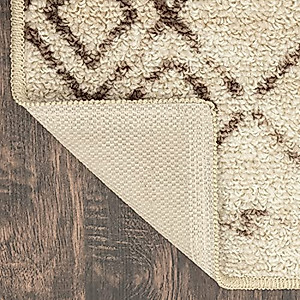 Maples Rugs Alessia Moroccan Trellis Kitchen Rugs Non Skid Accent Area Carpet [Made in USA], Neutral, 2'6" x 3'10"