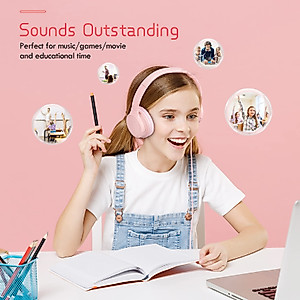 Kids Headphones, 94dB Volume Limit Wired Headphone for Kids, Foldable Lightweight Toddler Headphone Over Ear for School Airplane Travel, Soft Earmuff, 3.5mm Wired Headset for iPad Chromebook Girls Boy