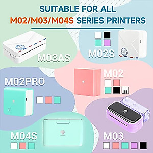 Phomemo Adhesive Thermal Sticker Paper,White/Transparent/Semi-Transparent Thermal Printer,for Phomemo M02/M02 Pro/M02S/M03/M03AS/M04S Bluetooth Thermal Pocket Printer, 50mm-53mm Width,2.5m-3.5m Length