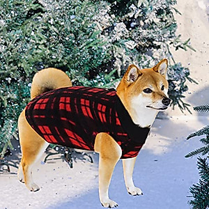 Rbenxia 4 Pieces Buffalo Plaid Dog Sweaters with Leash Ring Soft Fleece Vest Dog Pullover Warm Jacket Pet Dog Clothes Winter Dog Outfits for Small Puppy Cat Pets (Medium)