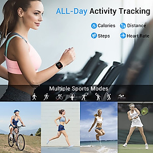 EBAKIN Smart Watch Fitness Tracker 1.4 inch Full-Touch Screen IP67 Waterproof Blood Pressure Heart Rate Blood Oxygen Multi-Sport Fashion Smartwatch(Gray)