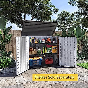 HOMSPARK Outdoor Storage Shed, 4×2.5×3.4 FT Horizontal Storage Shed Weather Resistance, Thickened Resin Outdoor Storage Cabinet for Garden, Patio, Backyard, 27 Cubic Feet