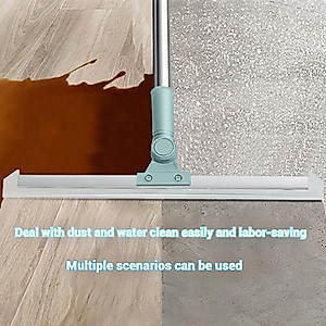 Retractable Silicone Floor Scraper Bathroom Wiper 35cmsiliconegroundscrape 52cmsiliconescrape, Silicone Scraper Broom Magic Wiper & Floor Mop (52cm,1set+3silicone Strips)