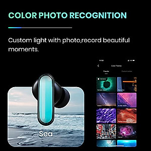 HHOGene GPods Premium Set,Wireless Earbuds with Light Control and 4 Earbuds Shells,Noise Cancelling Bluetooth Earphones with Immersive Sound,Fast Charging Case,Touch Control,Built-in Microphone,Black